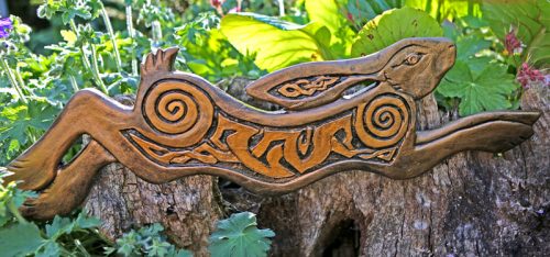 Large Brianne Hare Wall Plaque: bronzed finish - Spirit of the Green Man