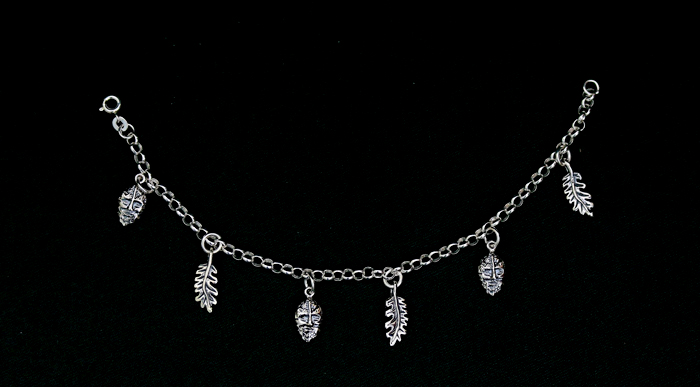 Green Man and Oaken Silver Charm Bracelet - Spirit of the Green Man