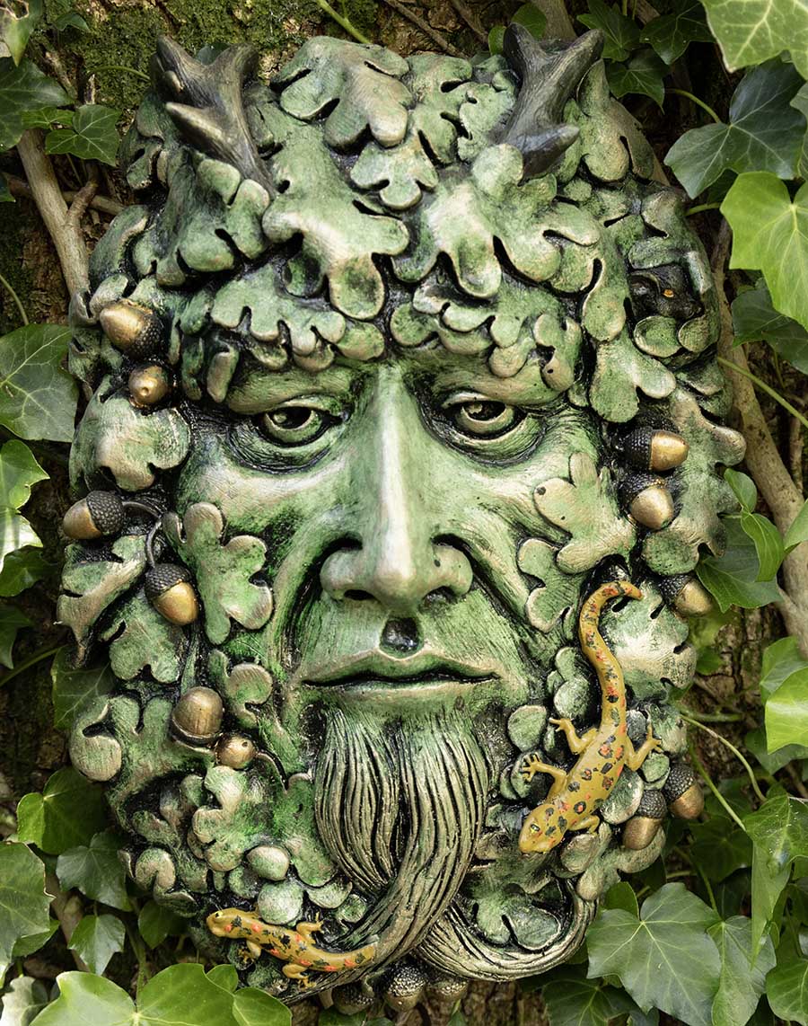 4. Puck Green Man Sculpture: forest green finish - Spirit of the Green Man